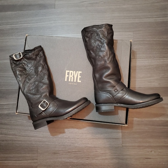 Frye | Shoes | Frye Veronica Slouch Black Motorcycle Boots | Poshmark